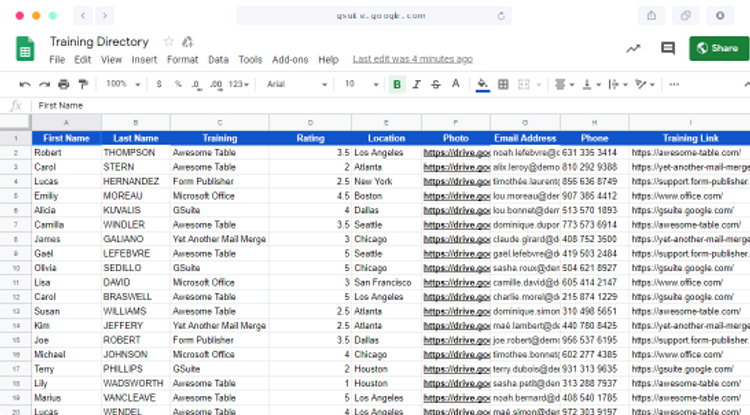 Display spreadsheet data on your website | Awesome Table