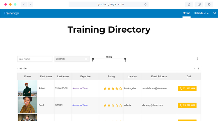 Display spreadsheet data on your website | Awesome Table